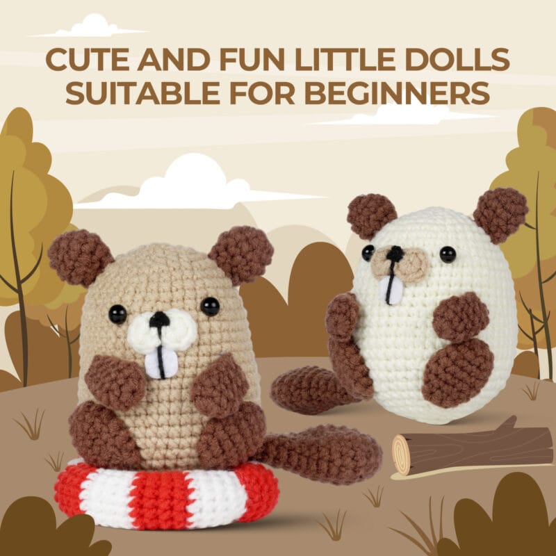 Make adorable with DIY Crochet Beaver Kit-Beginner Friendly